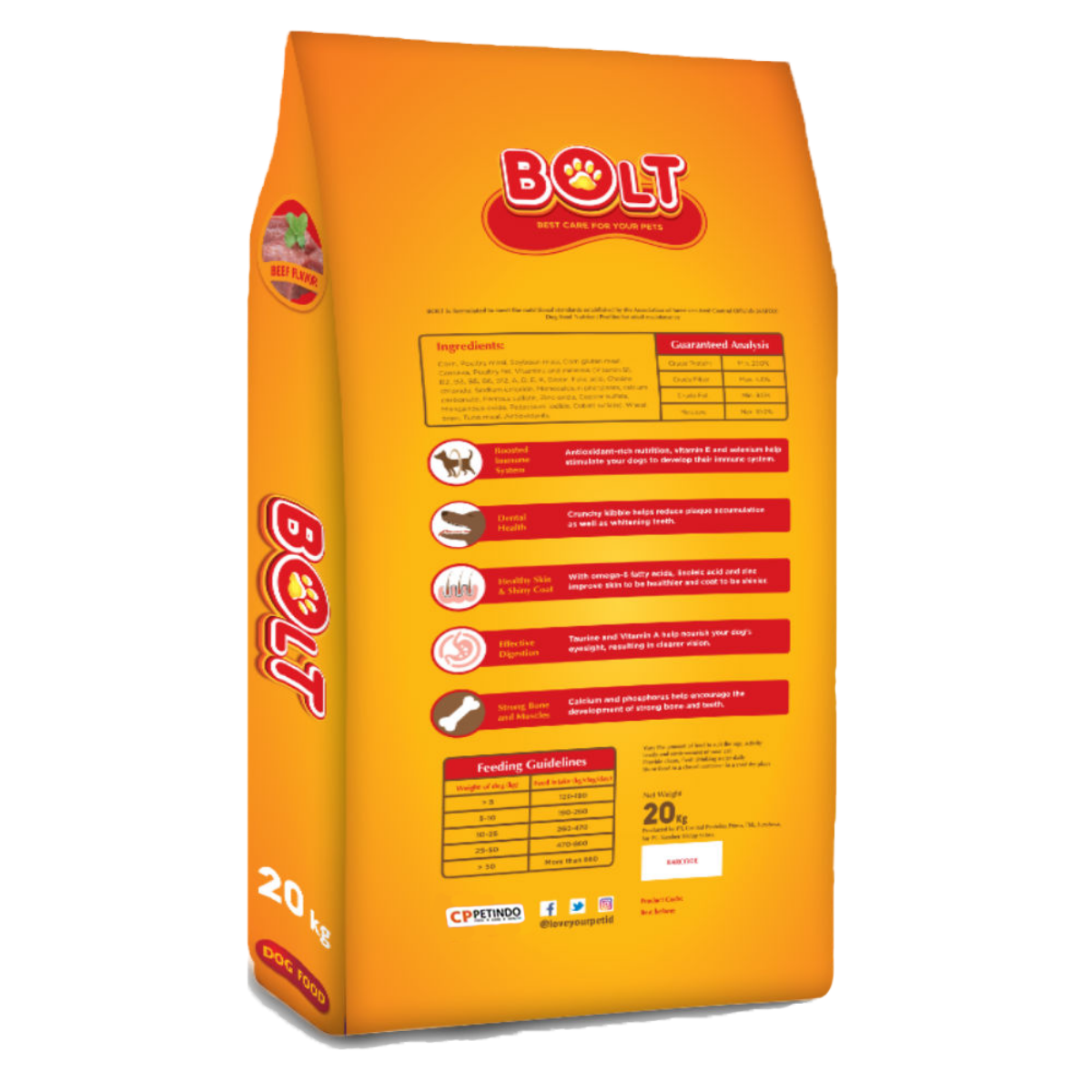 Makanan Anjing Bolt Beef Kibble Segitiga